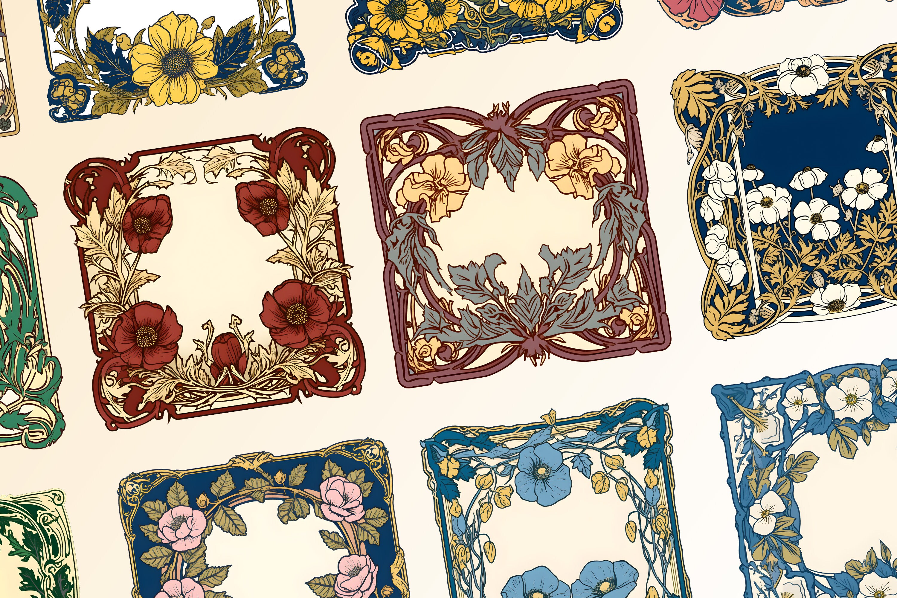 Art Nouveau Digital Labels for Wedding Invitations and Events, Vintage ...