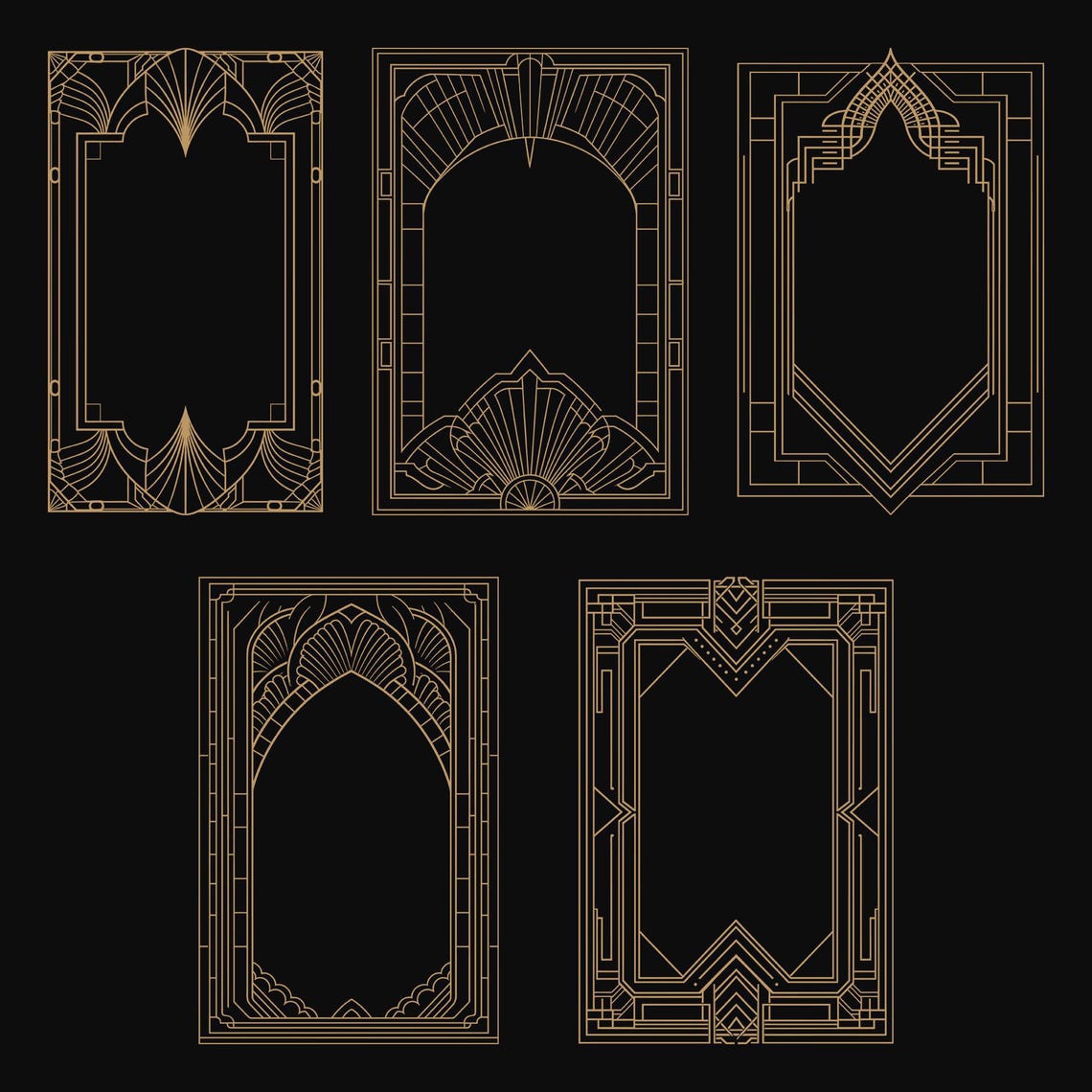 Art Deco Vertical Frames and Borders | Vintage 1920s Design | Geometric ...