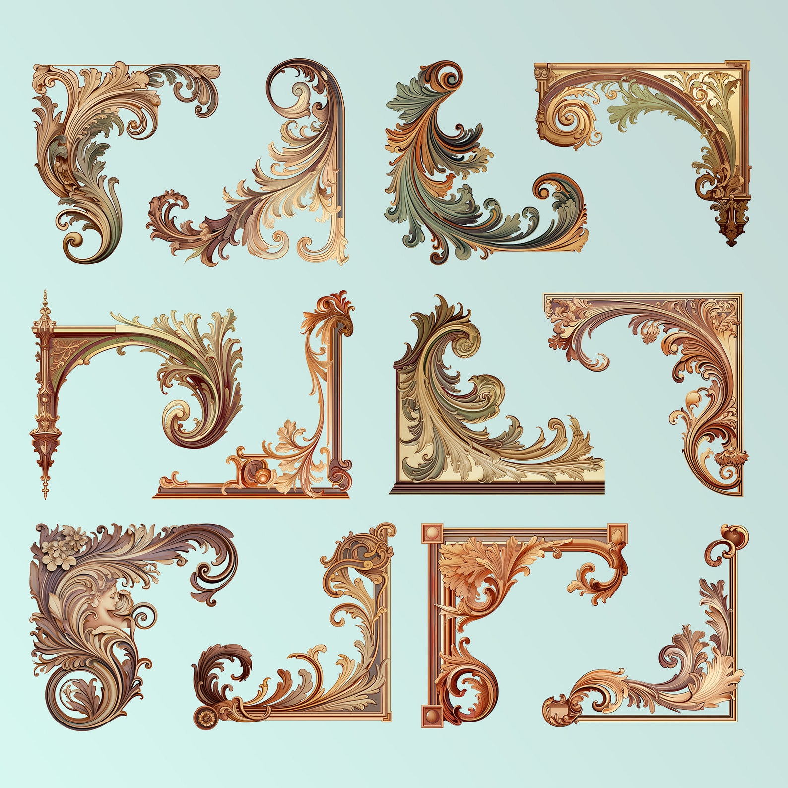29 PNG Art Nouveau Corners Graphic Accents, Retro Illustration ...