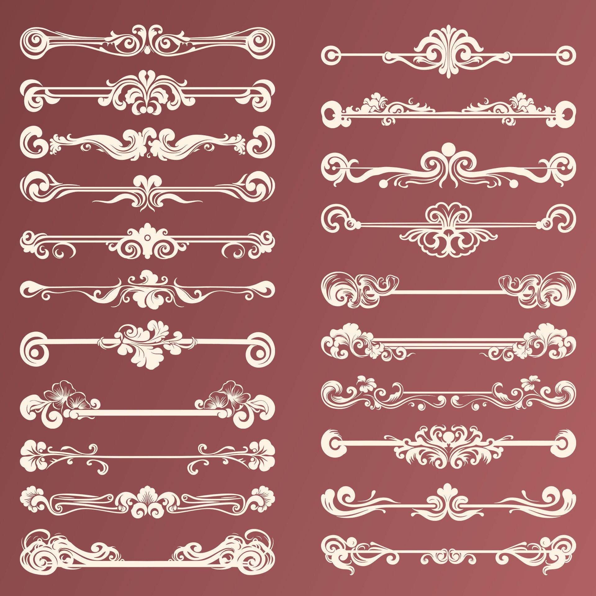 57 PNG & SVG Art Nouveau Text Devider Set, Line Separators, Vector ...