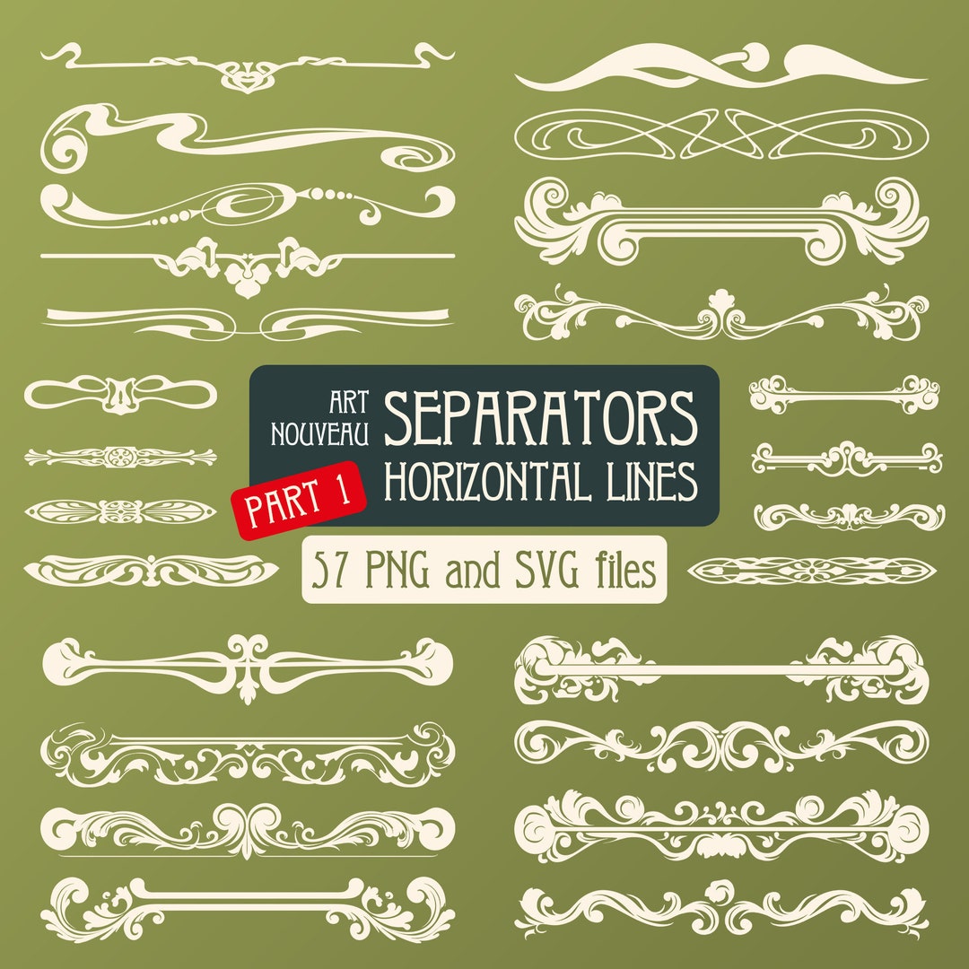 57 PNG & SVG Art Nouveau Text Devider Set, Line Separators, Vector ...