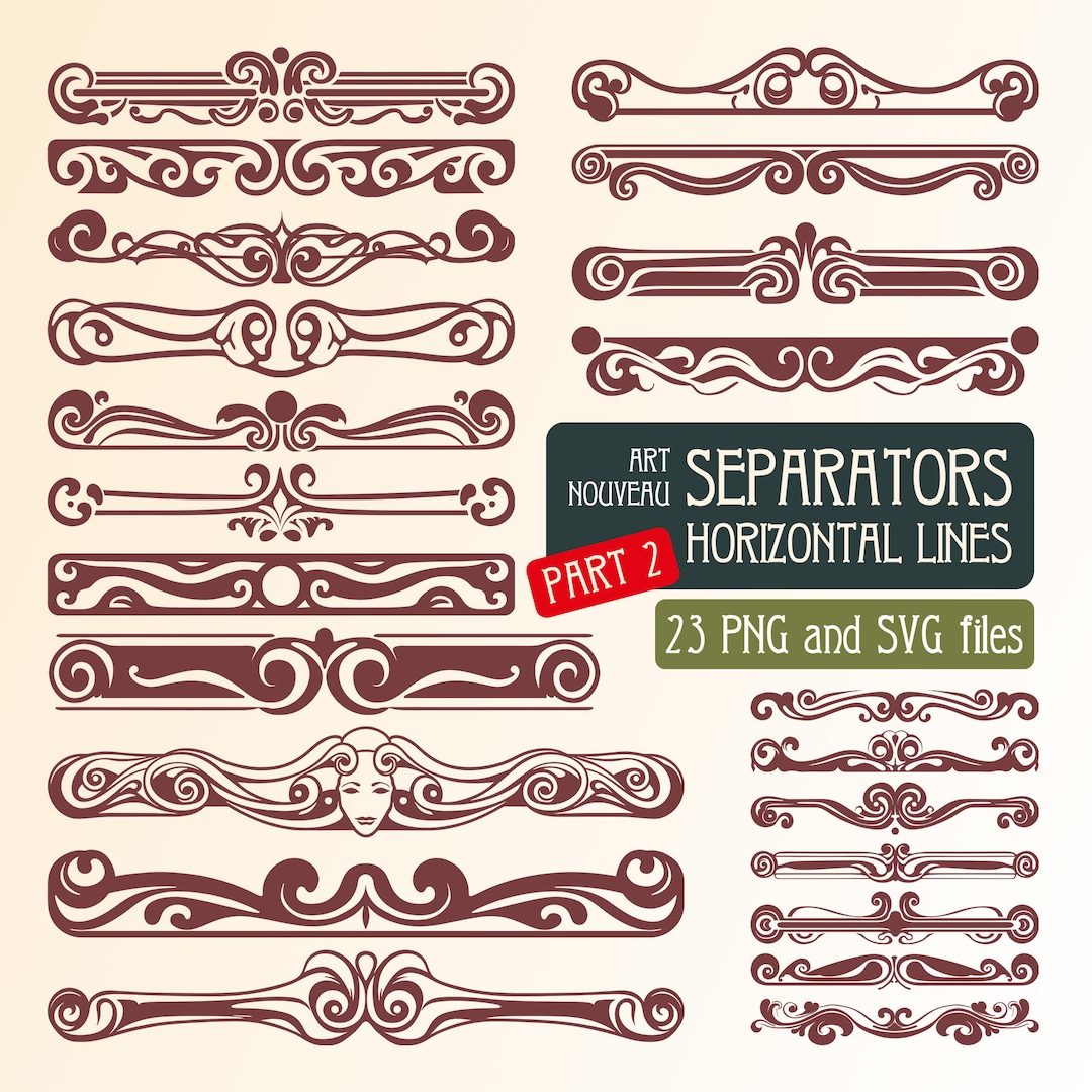 23 PNG & SVG Art Nouveau Text Devider Set, Line Separators, Vector ...