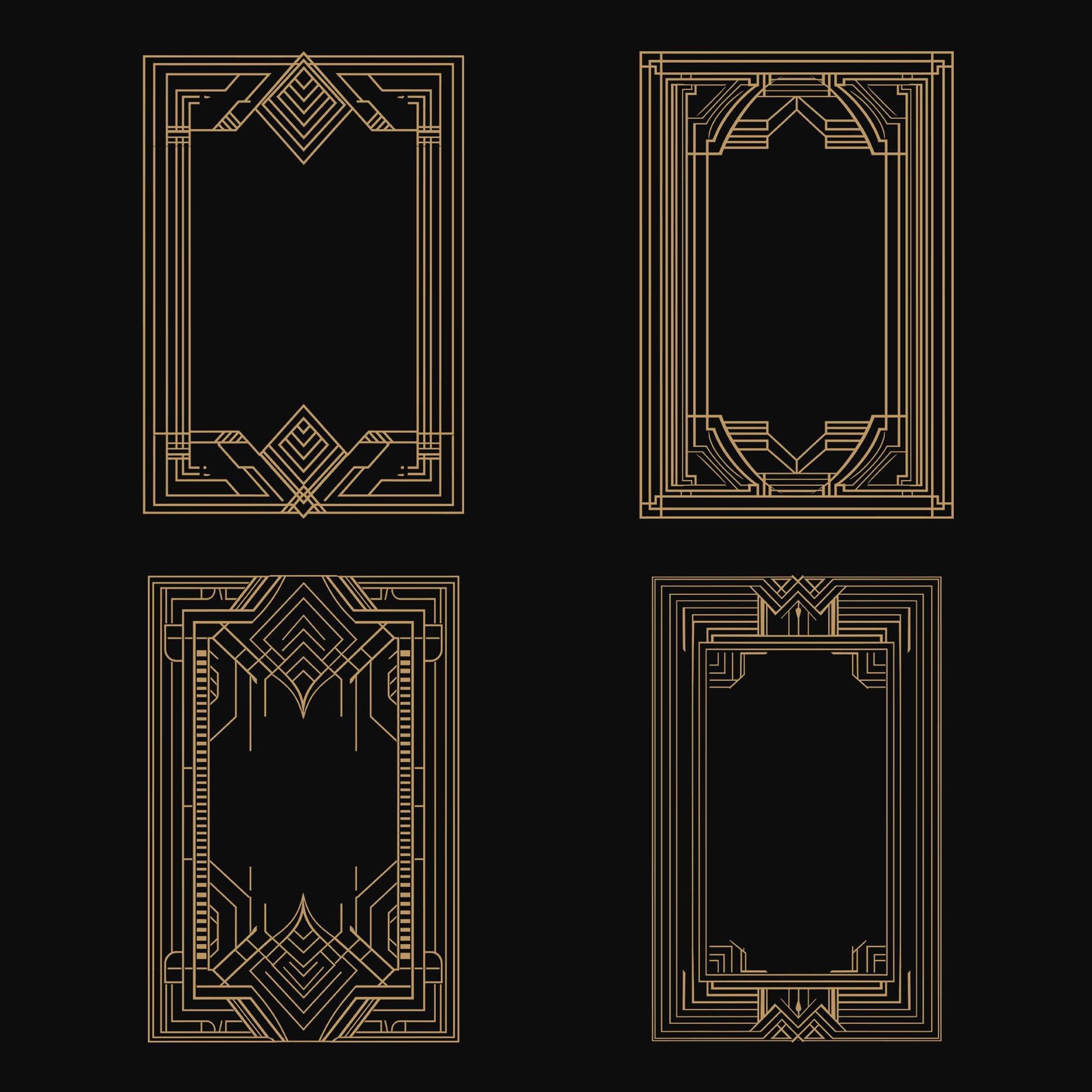 Art Deco Vertical Frames and Borders | Vintage 1920s Design | Geometric ...