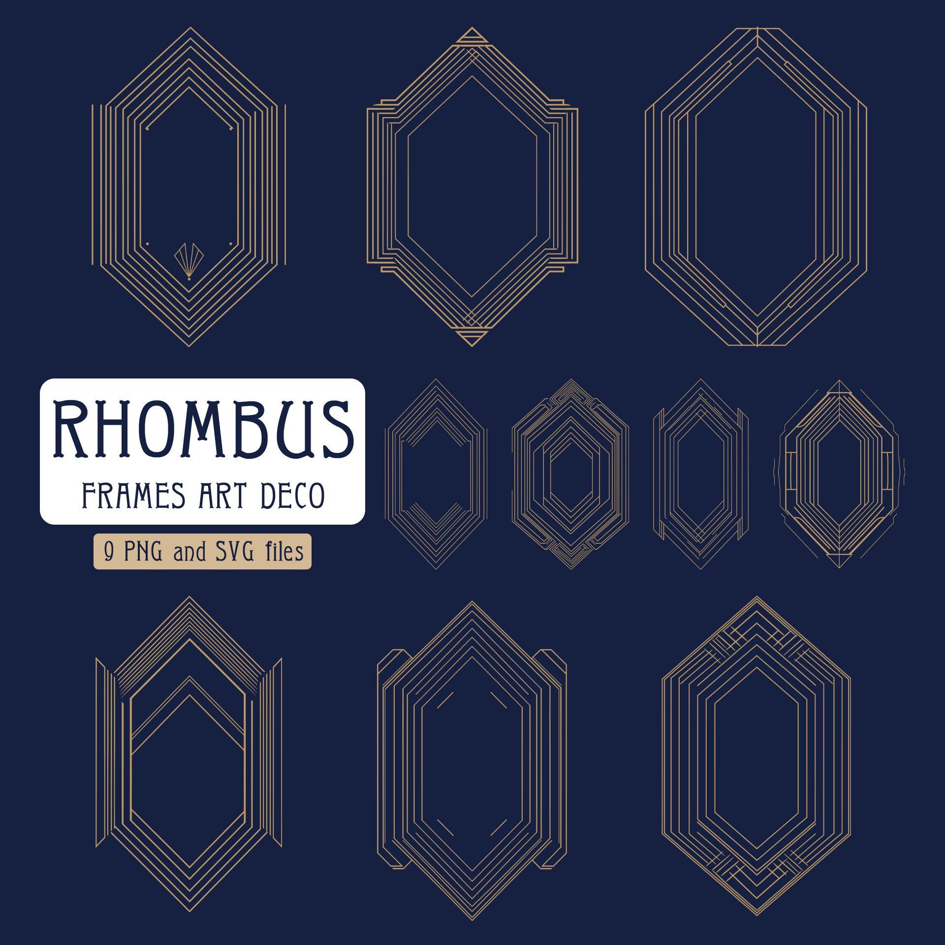 Elegant Art Deco Vertical Rhombus Frames | Gatsby-style Borders ...