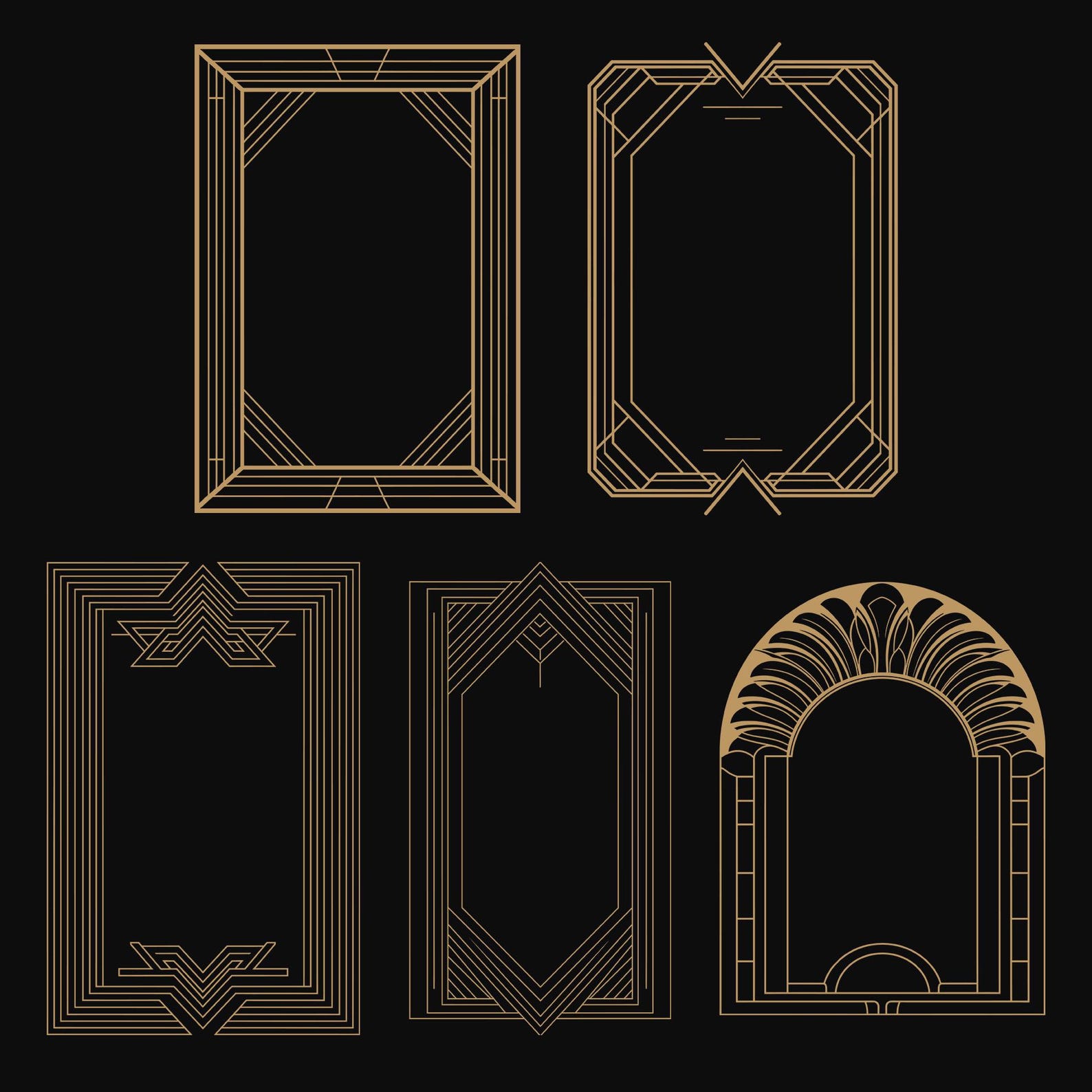 Art Deco Vertical Frames and Borders | Vintage 1920s Design | Geometric ...