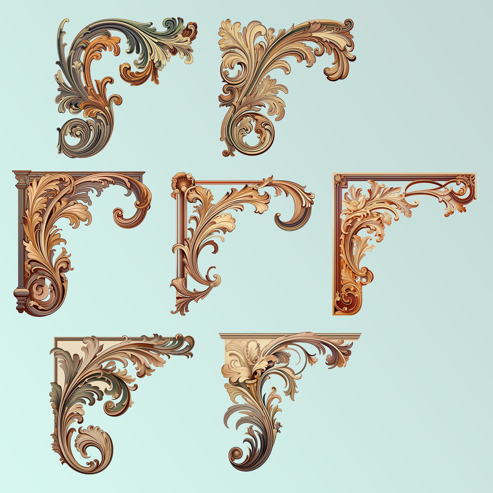 29 PNG Art Nouveau Corners Graphic Accents, Retro Illustration ...