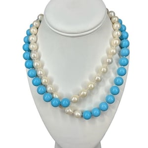 Vintage Simulated /turquoise Blue Pearl Bead and Fresh Water Pearl ...