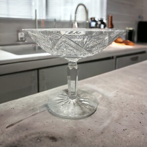 Vintage Waterford Crystal Cut Glass cross-hatch & Star Pattern Compote ...