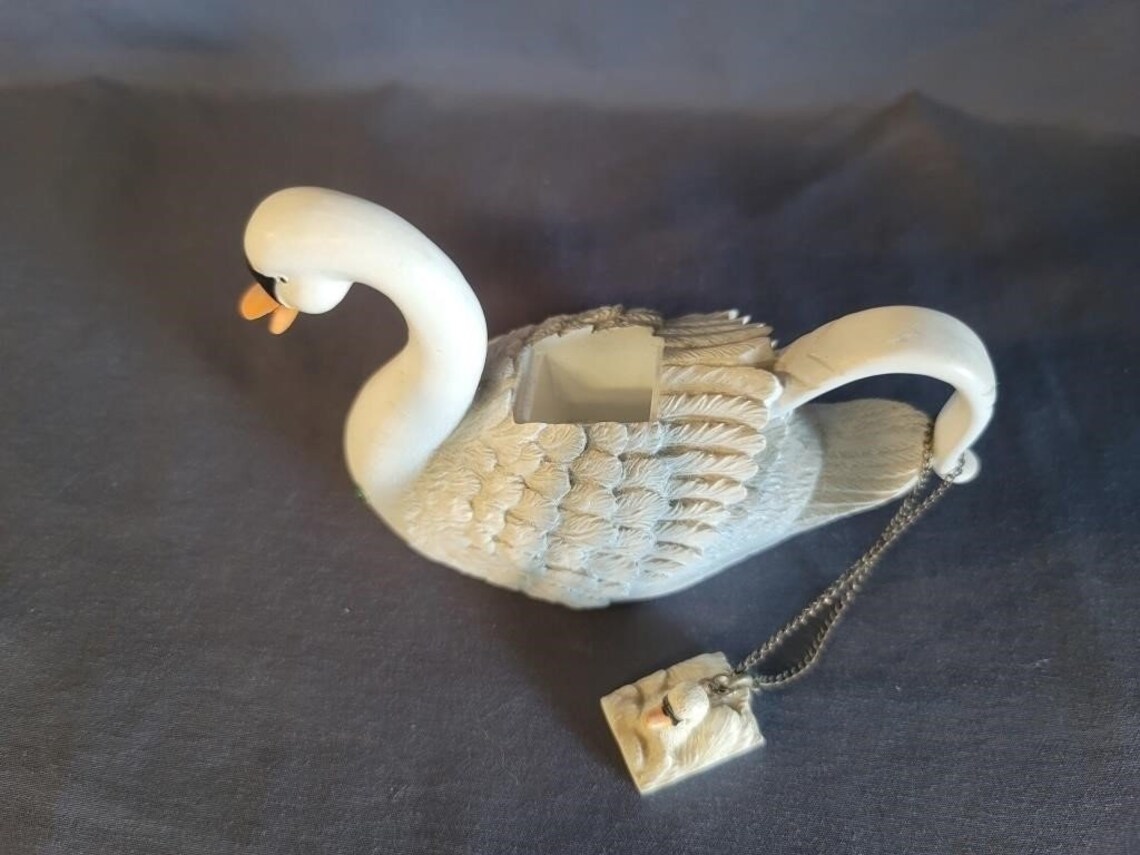 Vintage Miniature Sahiba White Mother Swan With Gosling on Her | Etsy