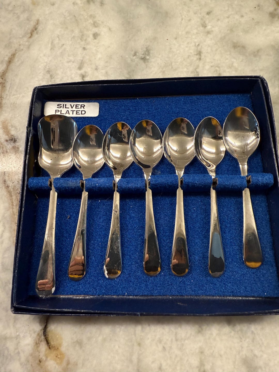 Set of 6 Sheffield England Silverplate Teaspoons and One Sugar Shovel ...