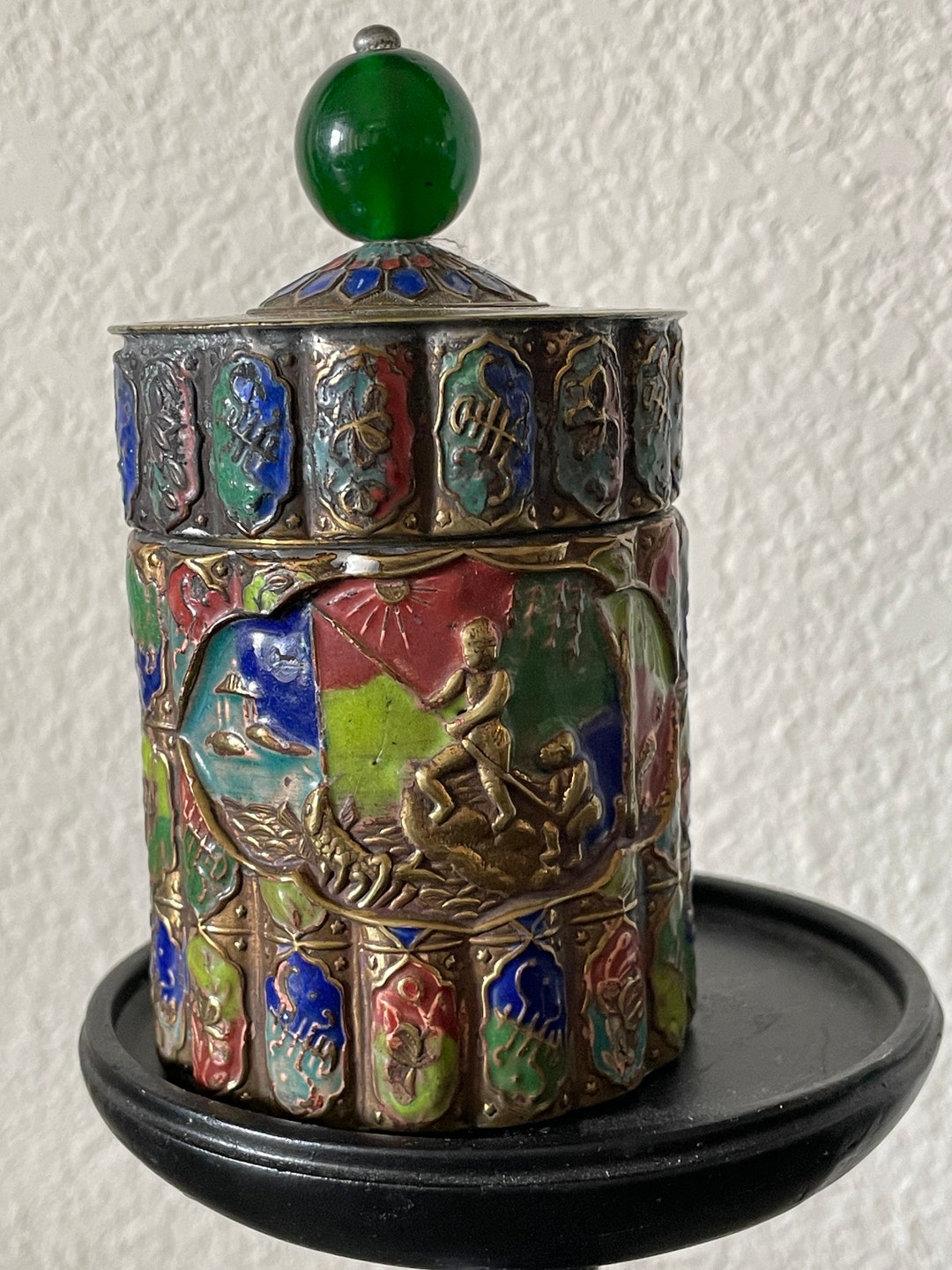 Beautiful Chinese Champleve Cloisonne Box With Peking Glass Knob - Etsy