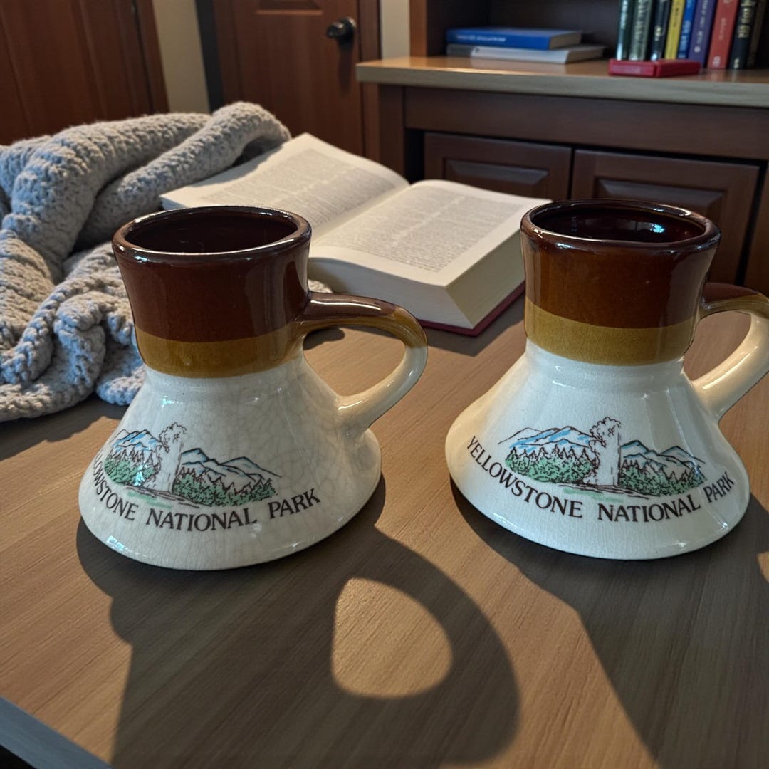 Pair of (2) Yellowstone National Park Souvenir Mug, Vintage Ceramic ...
