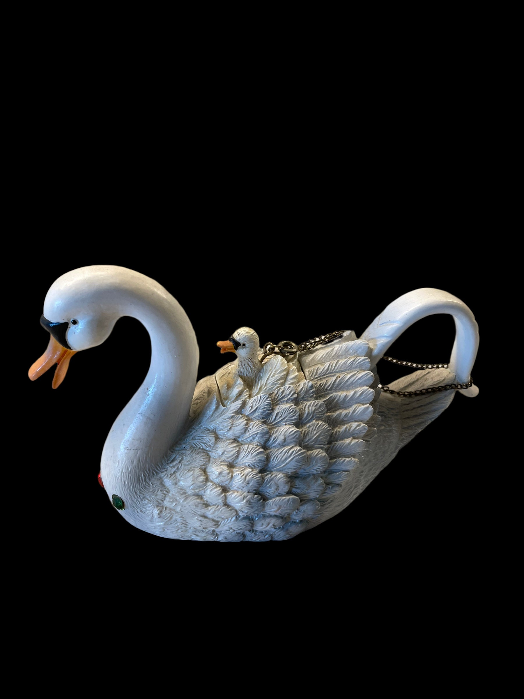 Vintage Miniature Sahiba White Mother Swan With Gosling on Her - Etsy