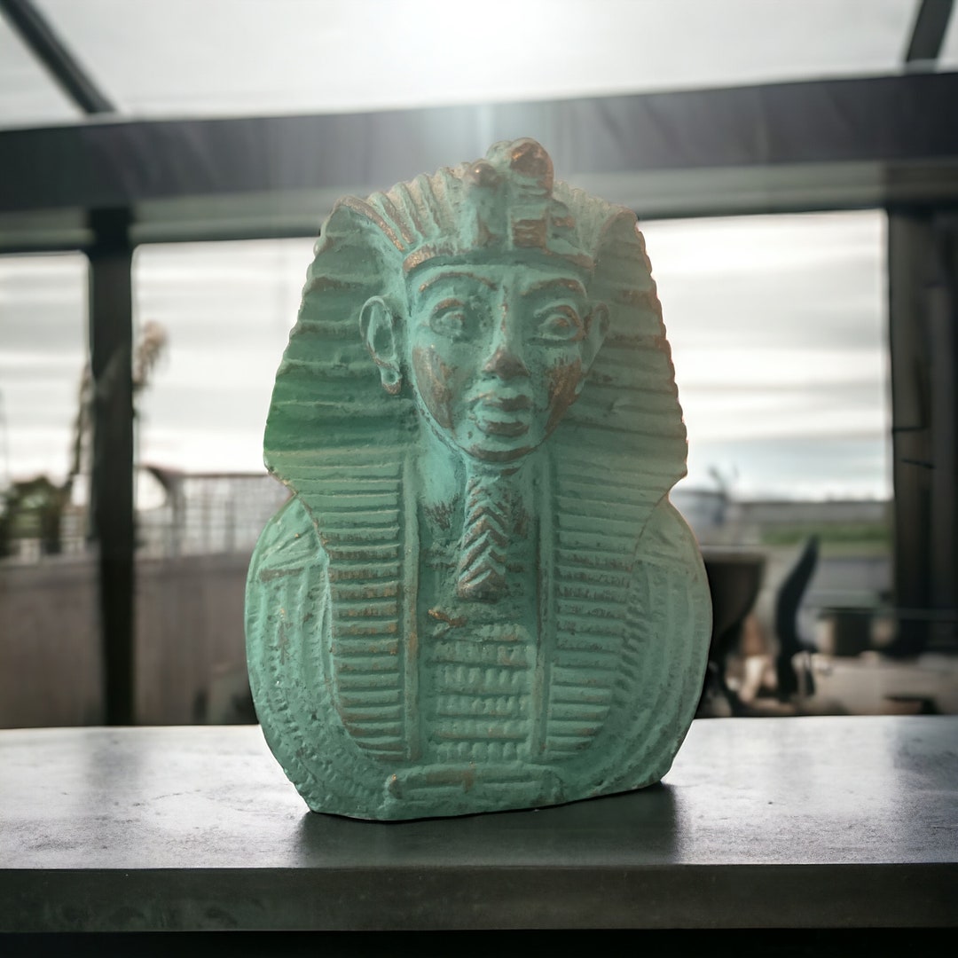 Made in Egypt 3" King TUT Bust Statue Patina Ancient Egyptian Figurine ...
