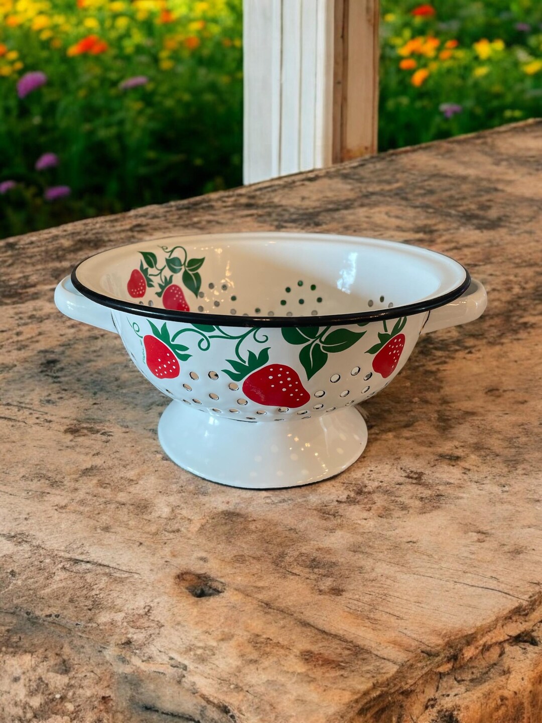 Vintage Enamel Strawberry Colander Made for Teleflora 1983, 1+ Quart ...