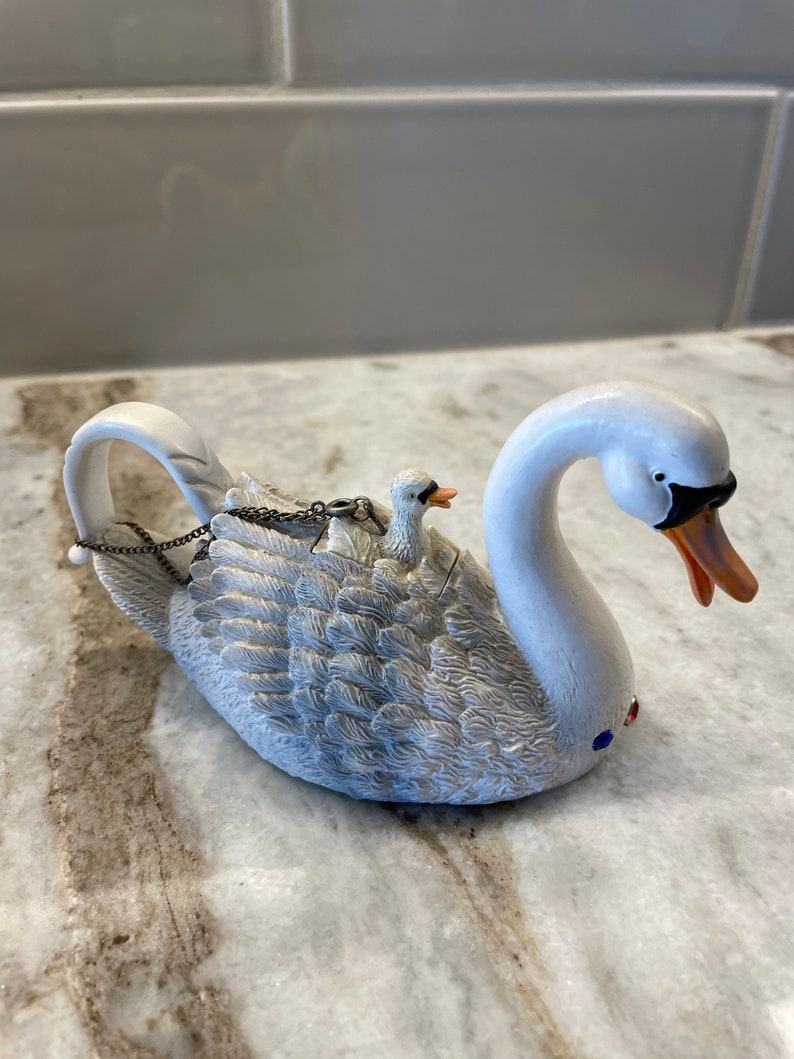 Vintage Miniature Sahiba White Mother Swan With Gosling on Her - Etsy