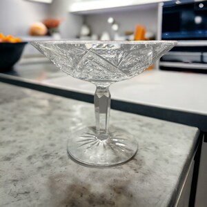 Vintage Waterford Crystal Cut Glass cross-hatch & Star Pattern Compote ...