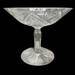 Vintage Waterford Crystal Cut Glass cross-hatch & Star Pattern Compote ...