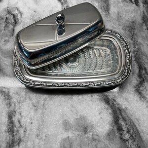 Vintage Oneida Silversmiths Butter Dish With Glass Liner, 8 Inches - Etsy