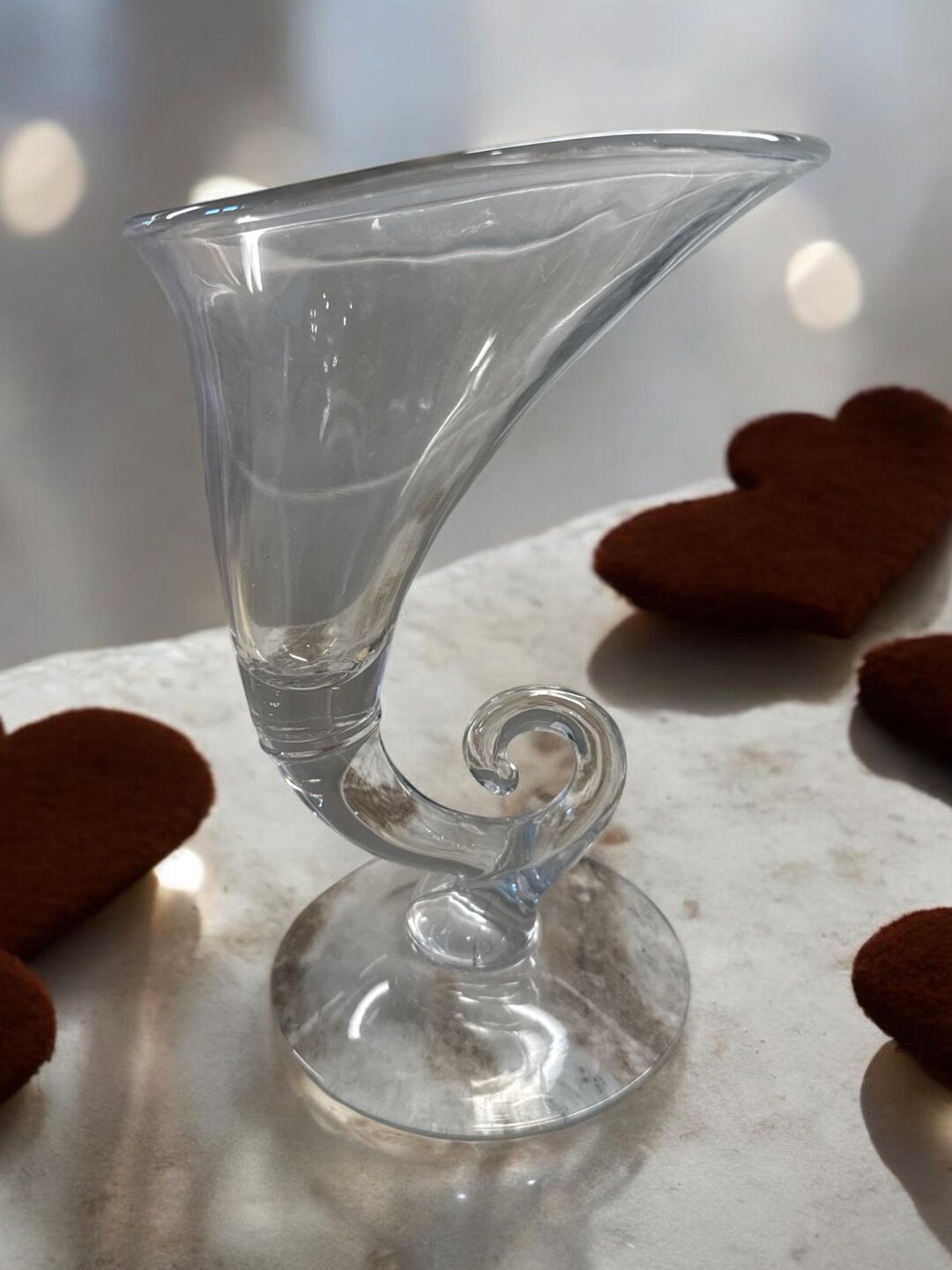 Vintage Cornucopia Shaped Glass Vase - Etsy