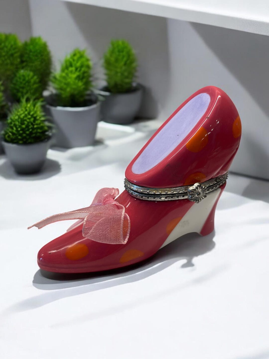 Beautiful Lady's Clog Shoe Hinged Trinket Keepsake Ornament Hand ...