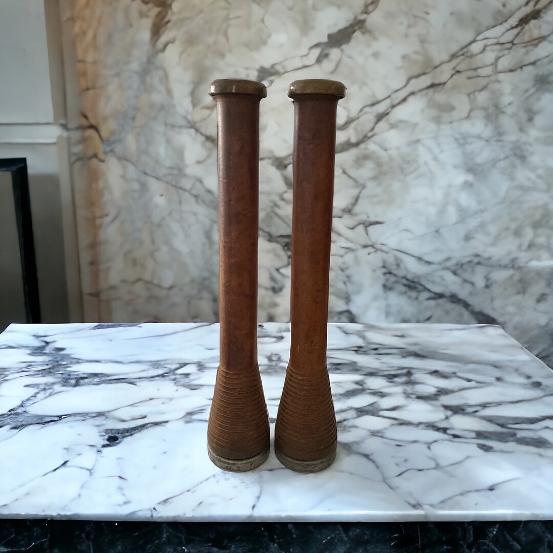 Pair of Vintage Wooden Wool Spindles or Spools From Pendleton Factory ...