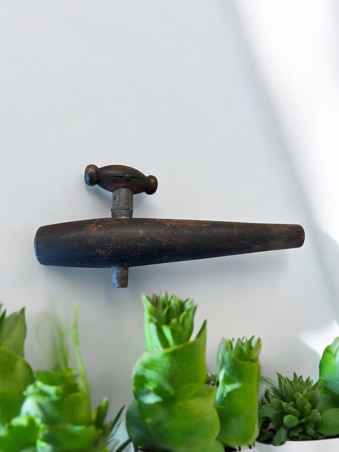 Vintage John Sommer's Best Peerless Wood Barrel Block Tin Key Spigot ...