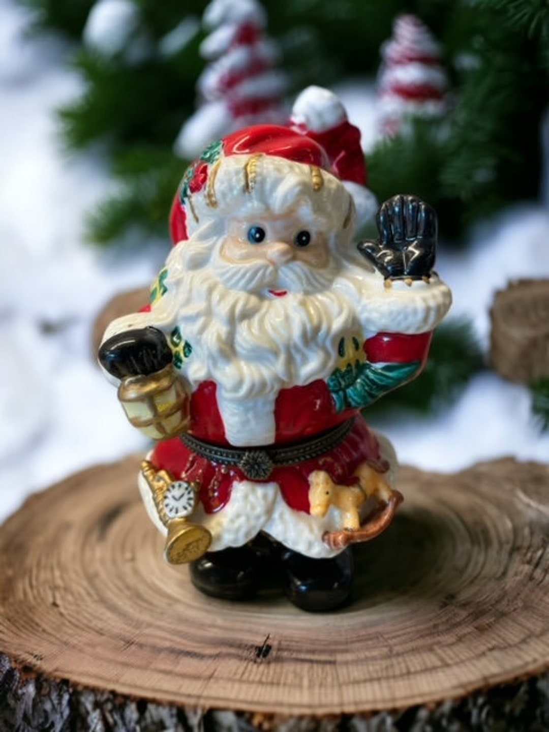 Vintage Hinged Ceramic Hand Painted Christmas Santa Trinket Box - Etsy