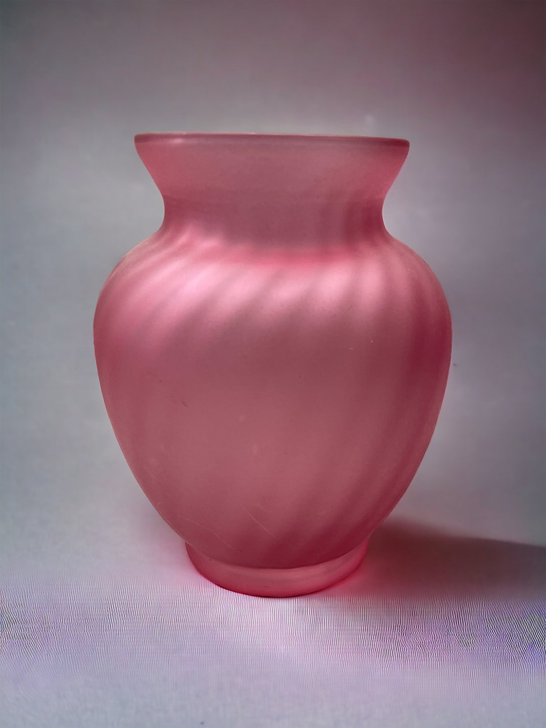 Vintage Indiana Glass Cobalt Frosted Pink Swirl Pattern Vase - Etsy