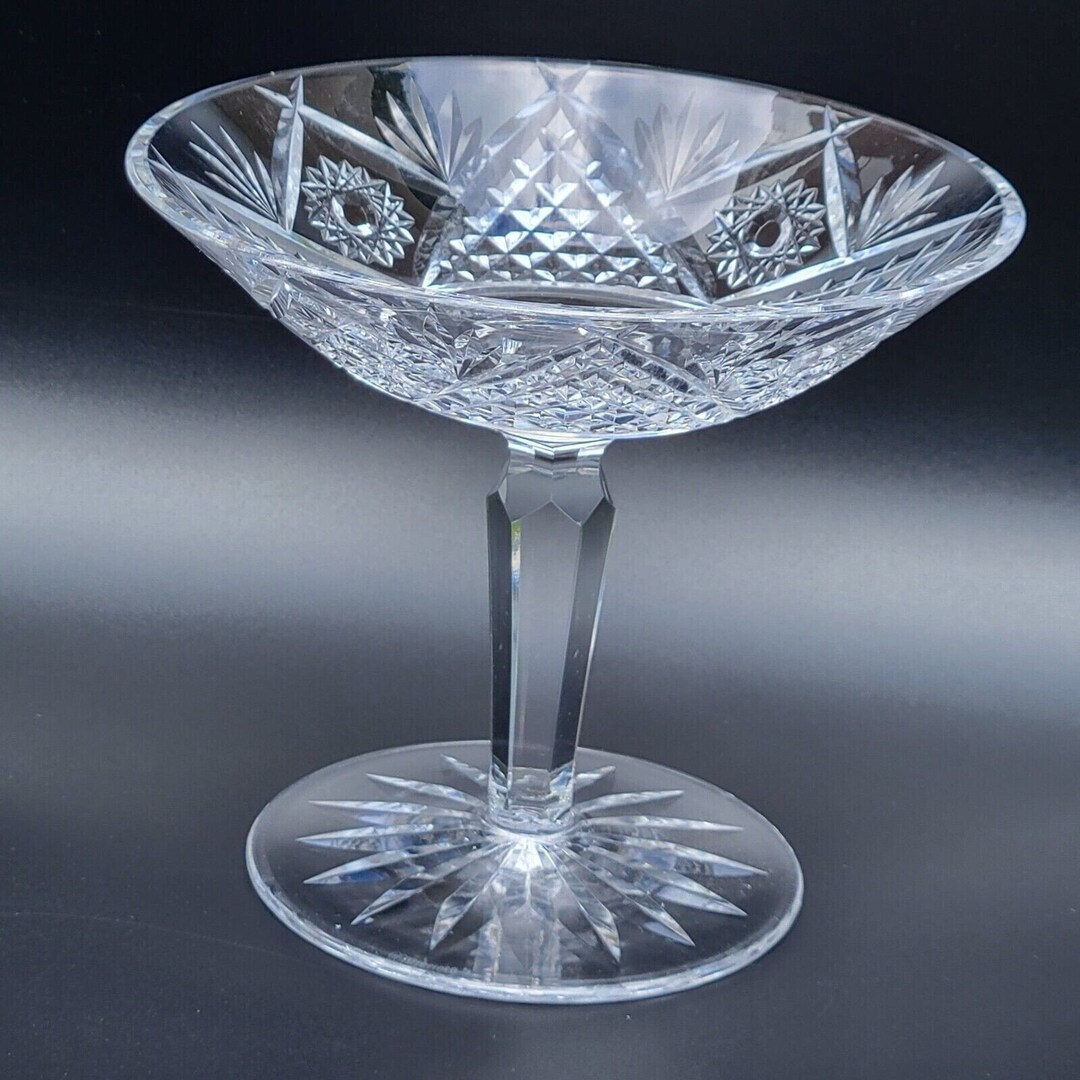 Vintage Waterford Crystal Cut Glass cross-hatch & Star Pattern Compote ...