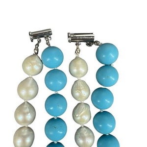Vintage Simulated /turquoise Blue Pearl Bead and Fresh Water Pearl ...