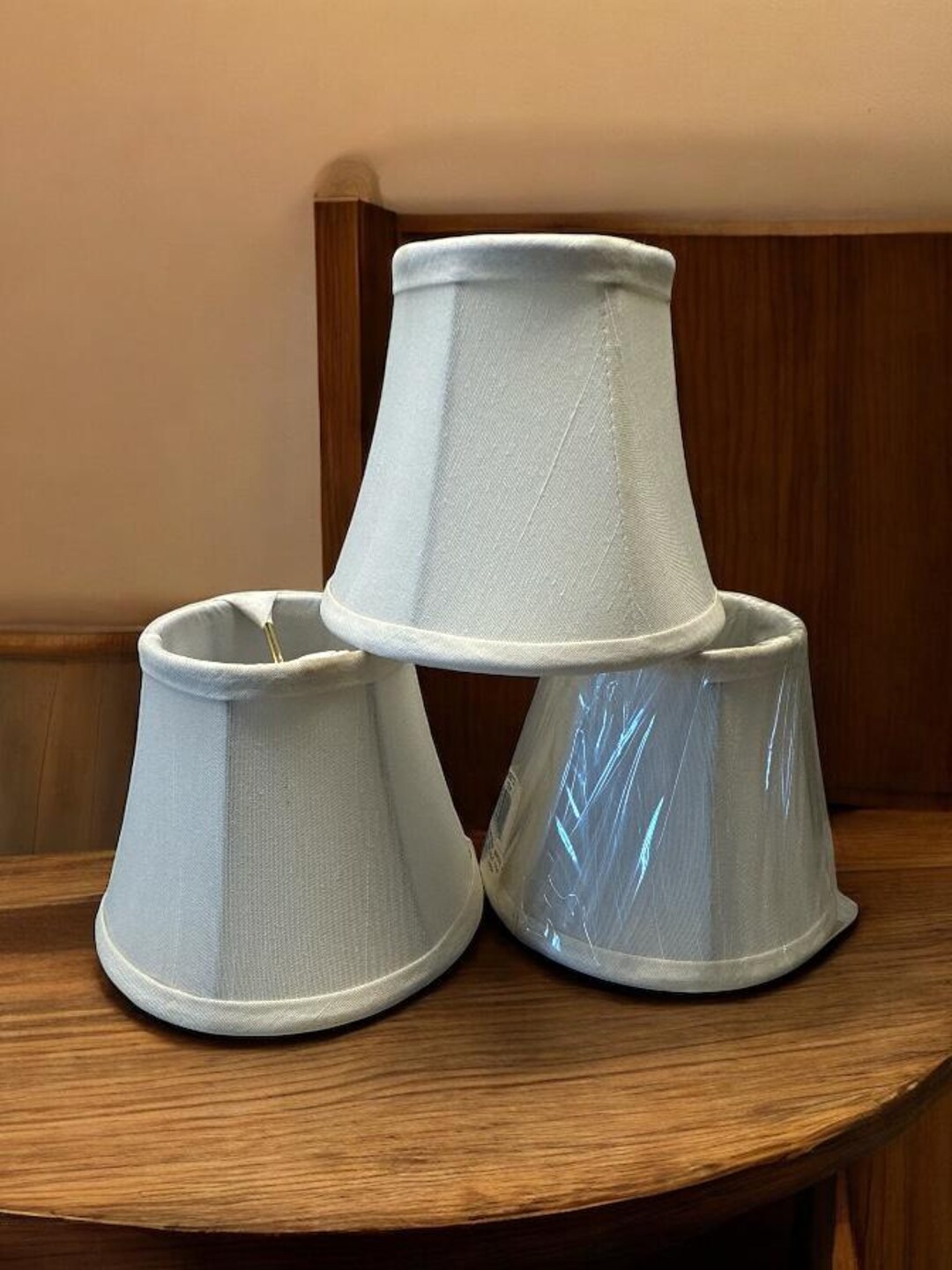Vintage Three Off-white Faux Silk Mini Lamp Shades Set of 3 for ...
