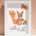 Hello Fall Squirrel Footprint Art Craft | Instant Download | Autumn ...