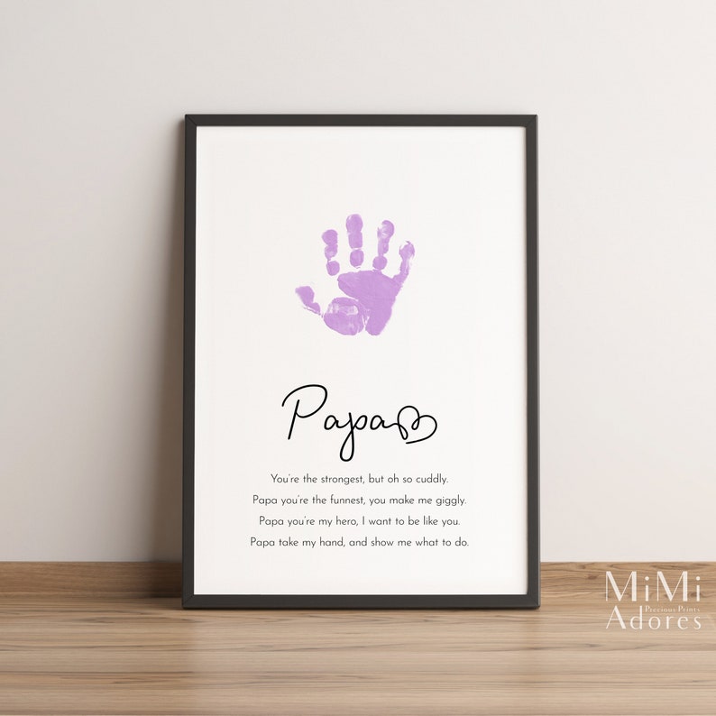 Papa Handprint Poem Fathers Day Birthday Papa Poem - Etsy