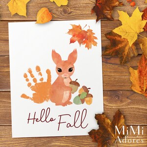 Hello Fall Squirrel Footprint Art Craft | Instant Download | Autumn ...