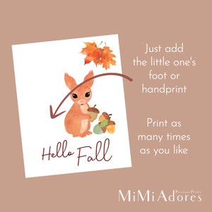 Hello Fall Squirrel Footprint Art Craft | Instant Download | Autumn ...