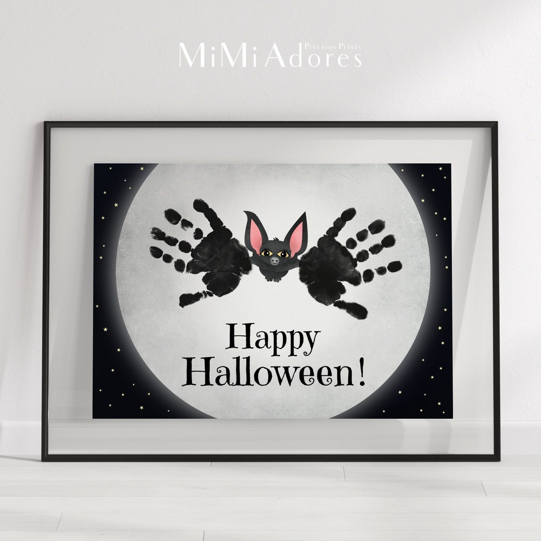 Bat Happy Halloween | Handprint Art Craft | Printable Halloween ...