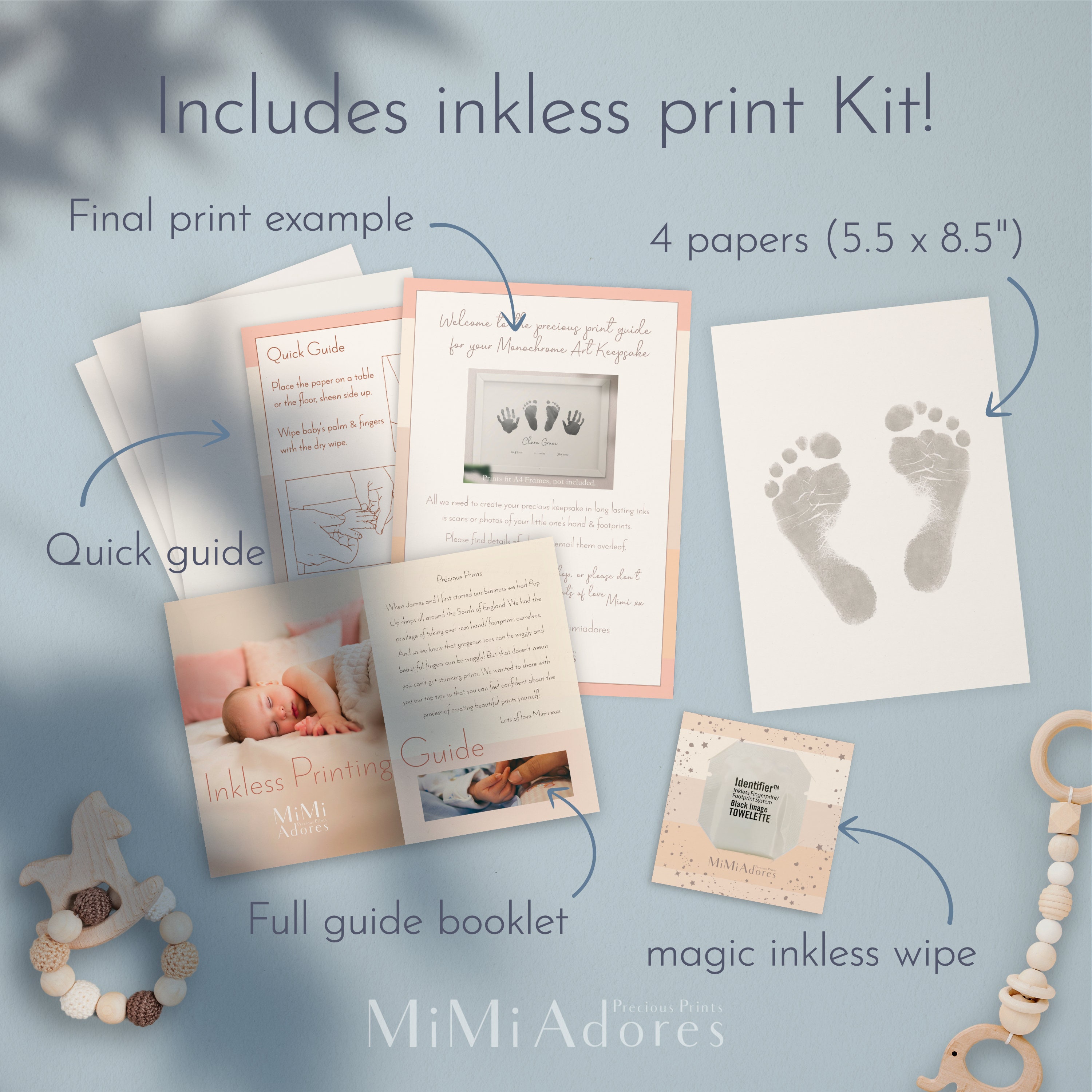 Baby Footprint Art inkless Kit Included Personalised Baby - Etsy UK