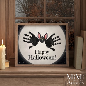 Bat Happy Halloween | Handprint Art Craft | Printable Halloween ...