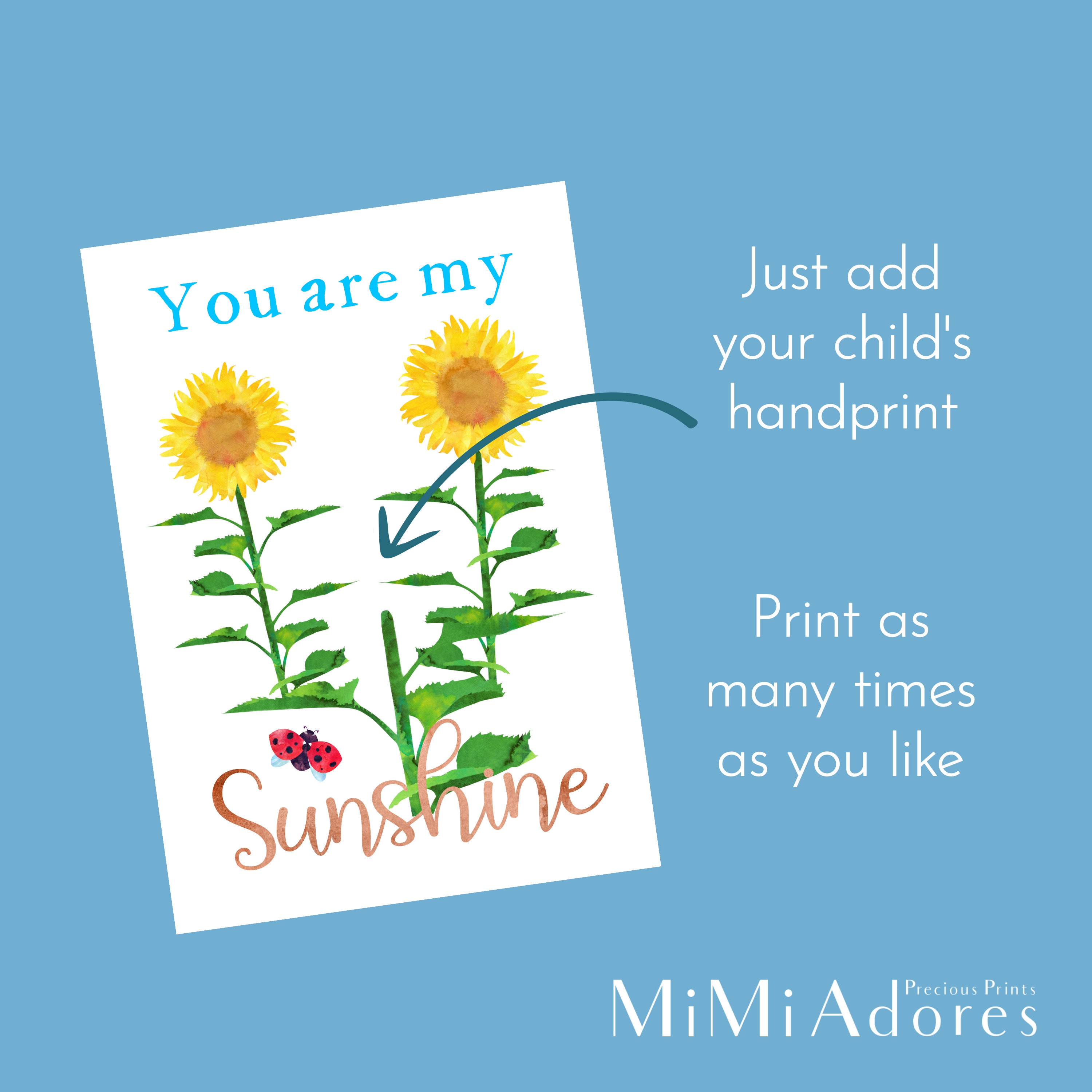 Printable You Are My Sunshine Handprint Art Craft Gift for | Etsy