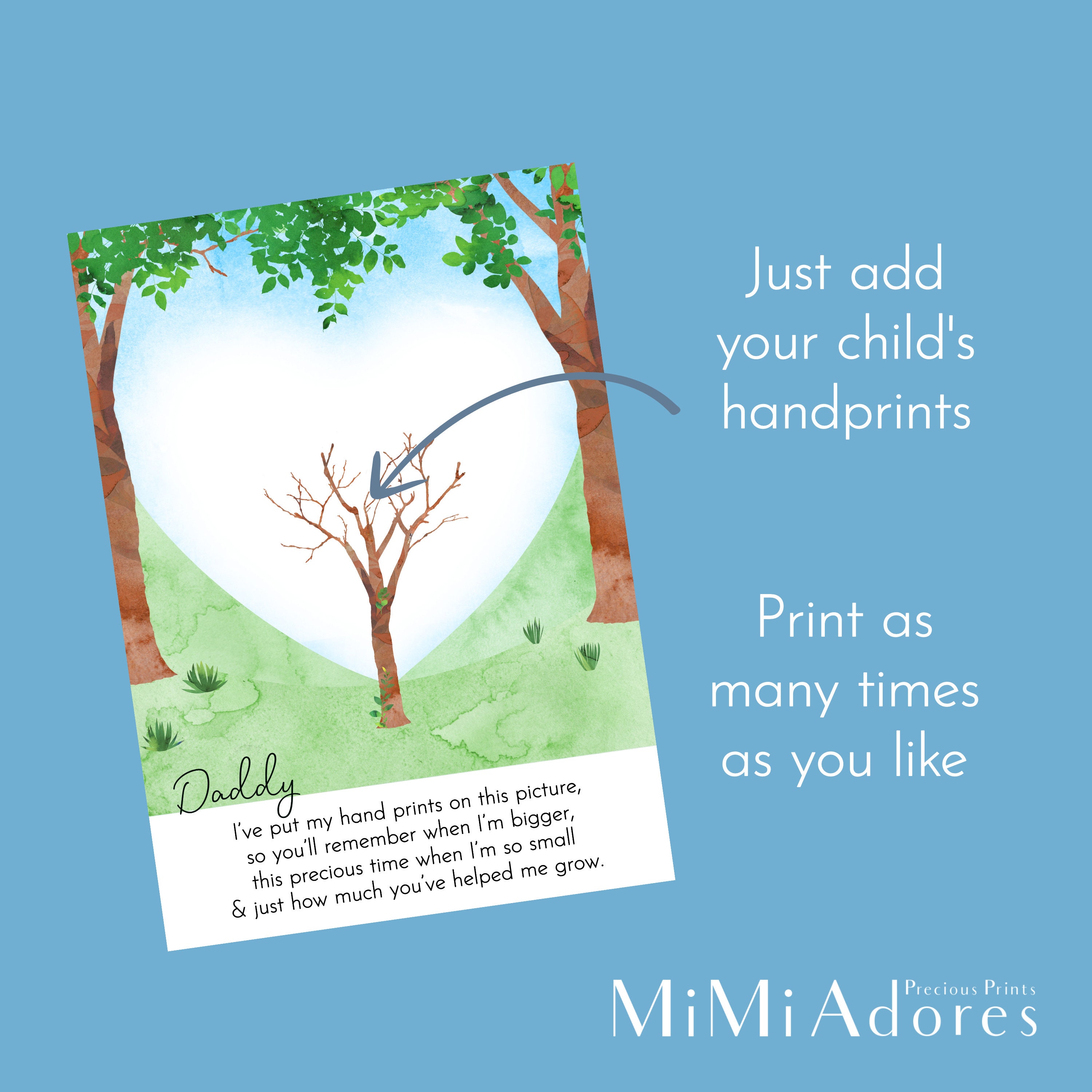 Daddy Handprint Poem | Tree Handprint Art Craft | Fathers Day Birthday ...