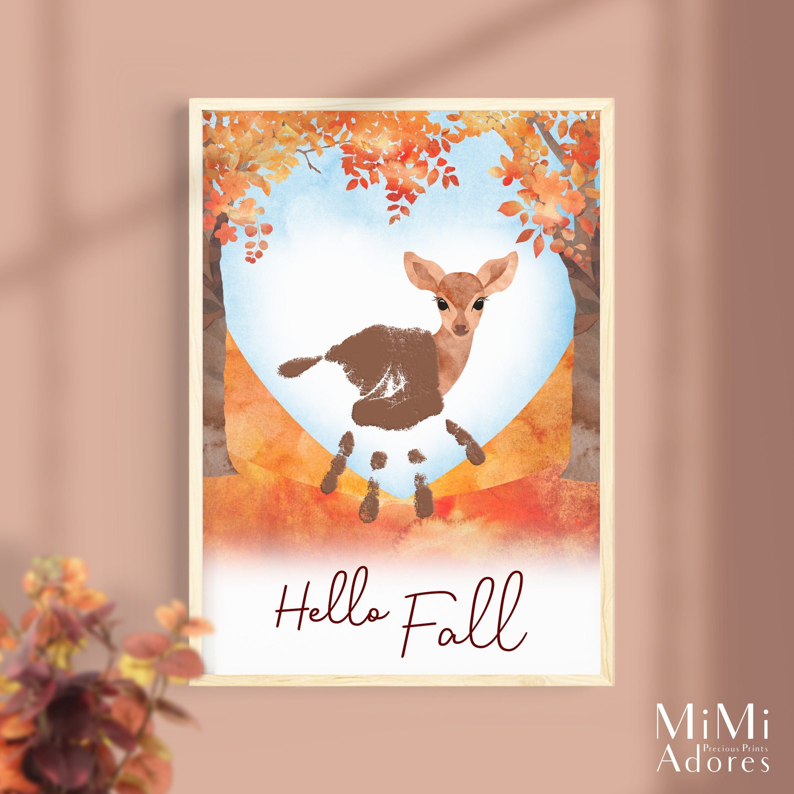 Hello Fall Deer Handprint Art Craft Instant Download Autumn Fall ...