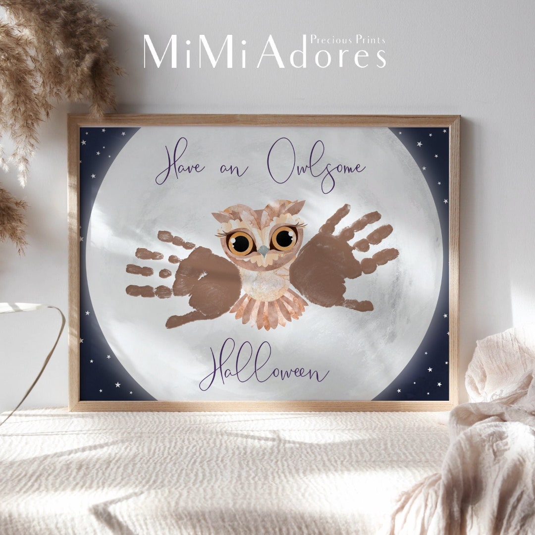 Cute Halloween Owl Handprint Craft | Baby Toddler Halloween Art ...