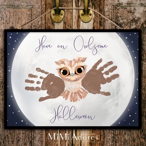 Cute Halloween Owl Handprint Craft | Baby Toddler Halloween Art ...