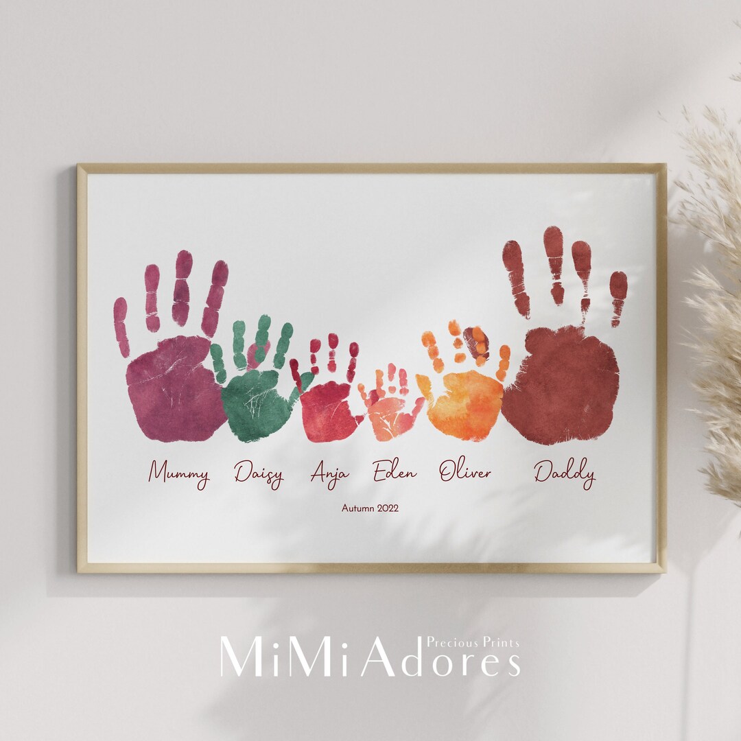 Family Hand Print Art in Stunning Watercolour Personalised - Etsy