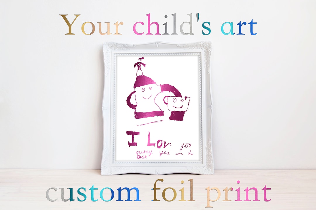 Child's Drawing Treasure in Real Foil | Childs Drawing Gift | Custom ...