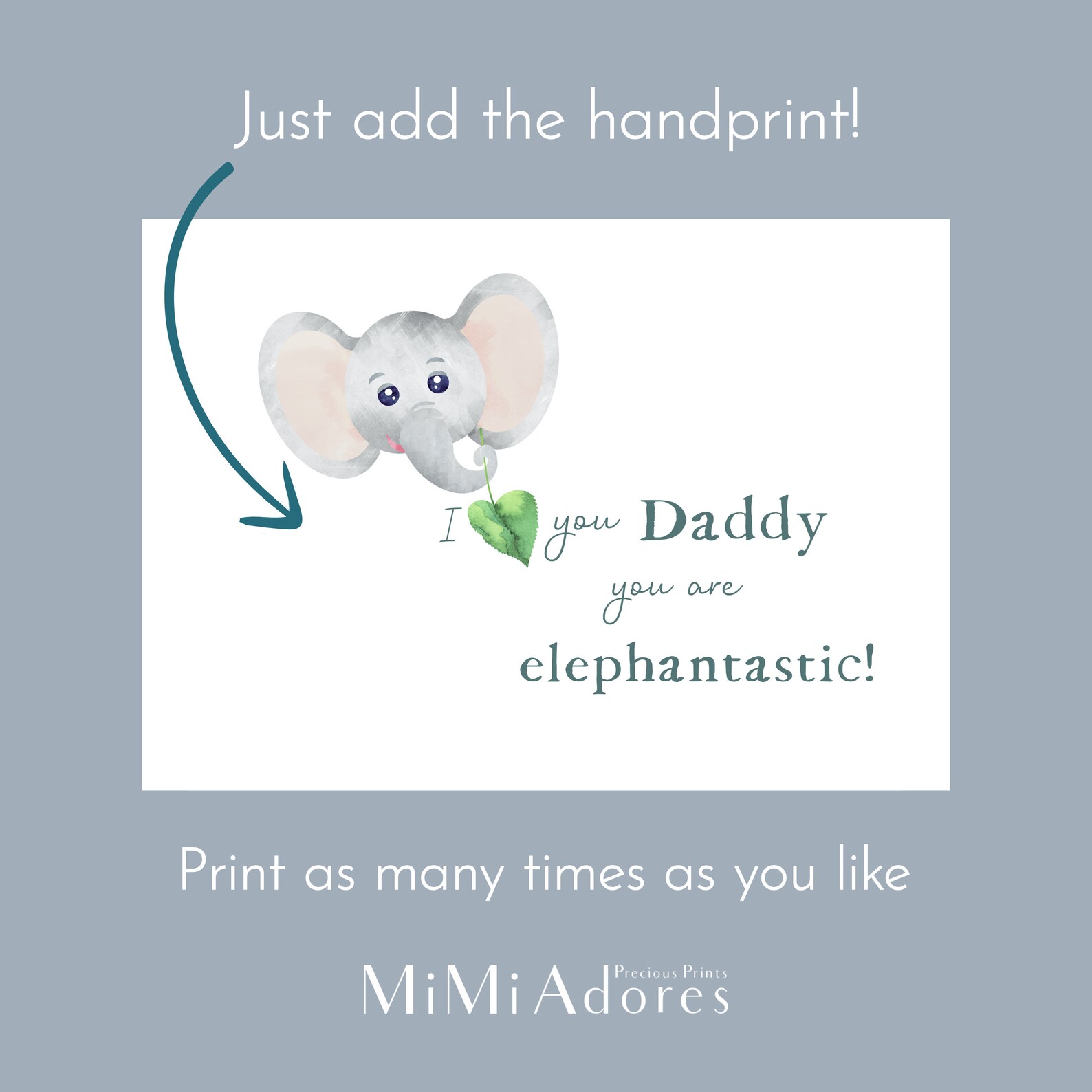 Elephant Handprint Art Craft Father's Day Daddy Dad - Etsy