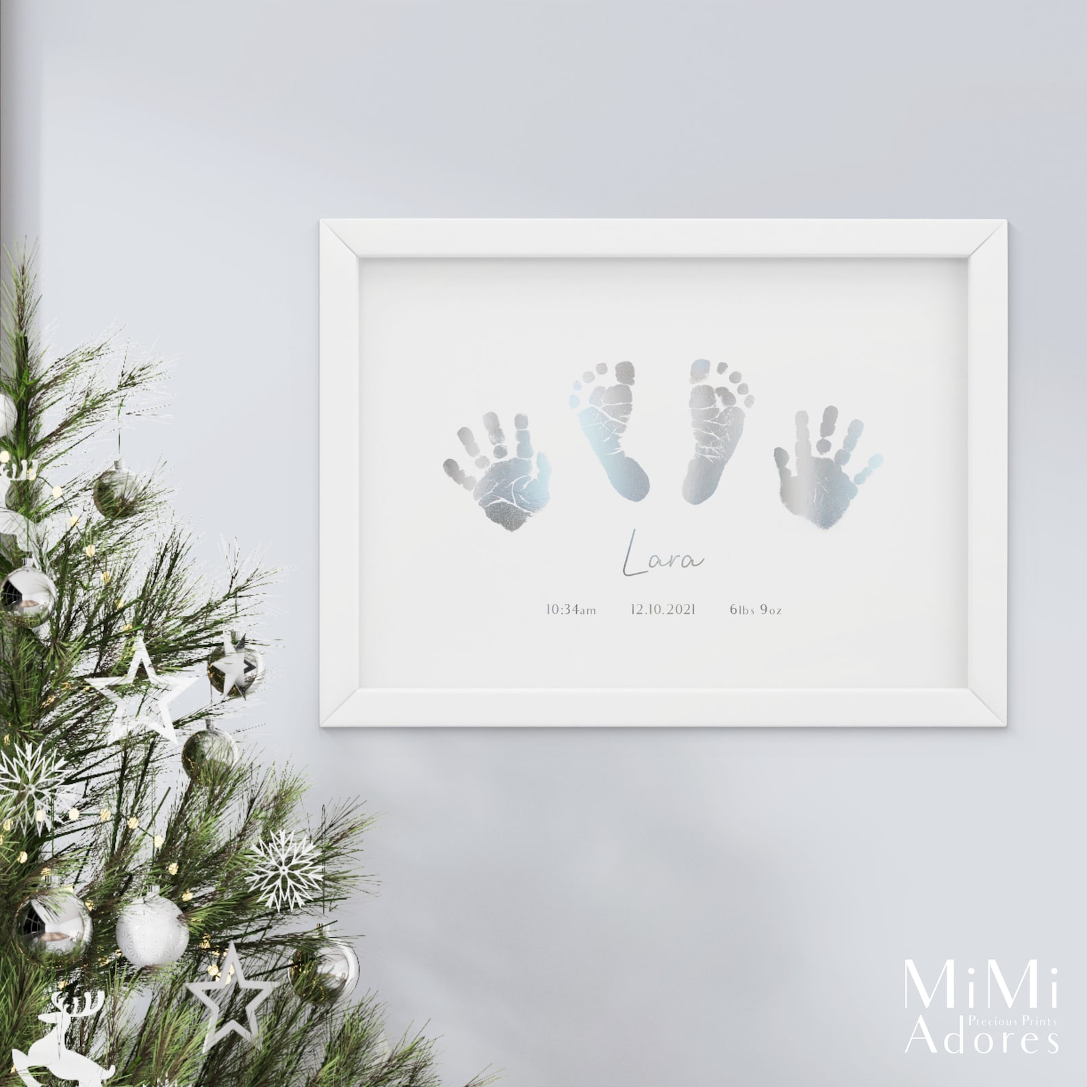 Real Foil Baby Handprint Footprint Art Made From Baby's - Etsy