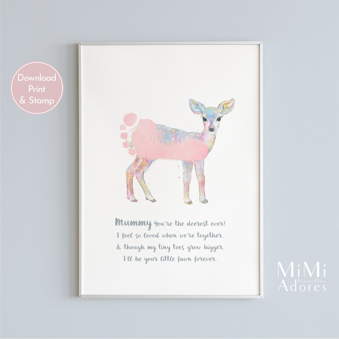 Printable Footprint Art | Mummy Footprint Poem | Love You Deerly | Baby ...