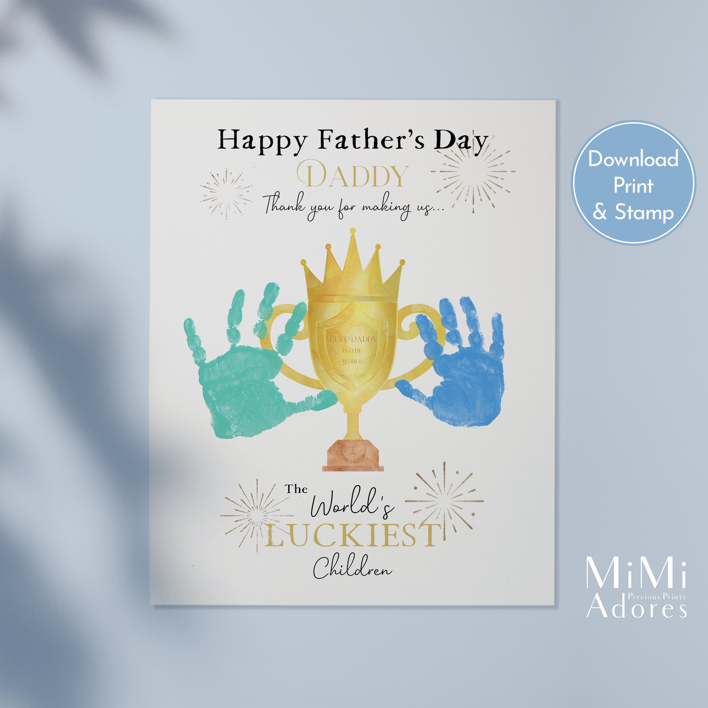 Father's Day Printable Craft Daddy Handprint Art Craft - Etsy